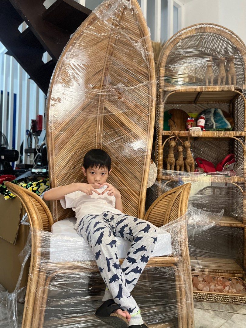 ON HAND 5ft Tall Rattan ACCENT CHAIR LEAF DESIGN, Furniture & Home ...