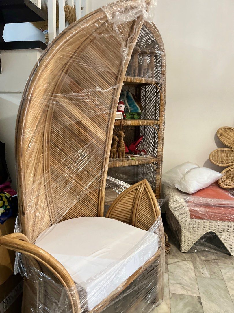 ON HAND 5ft Tall Rattan ACCENT CHAIR LEAF DESIGN, Furniture & Home ...