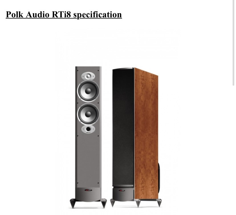 Polk audio RTi8 floor standing speakers, 音響器材, Soundbar、揚聲器、藍牙喇叭、耳擴 ...