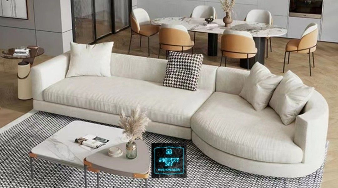 POVIA Designer Curved L shape Sofa, Furniture & Home Living, Furniture ...