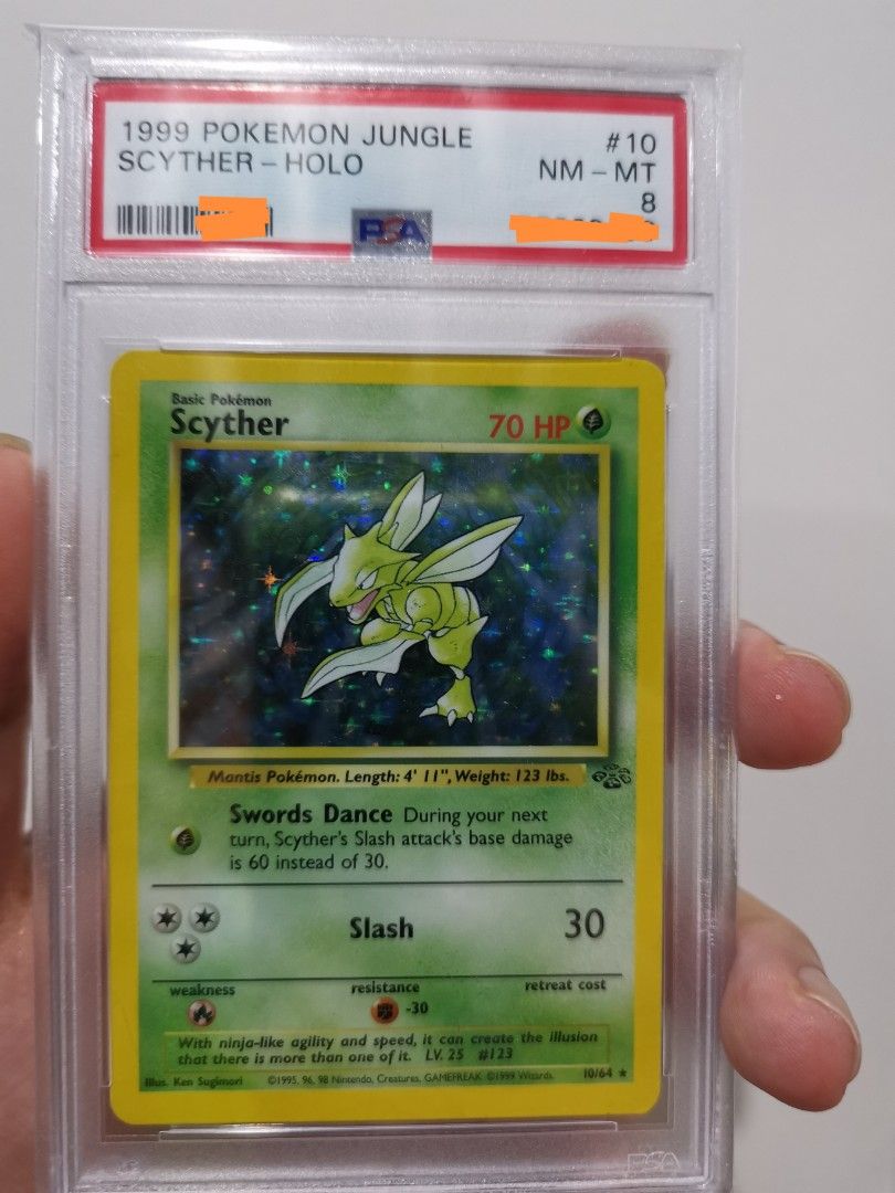 PSA 8 Scyther - Pokemon jungle Holo, Hobbies & Toys, Toys & Games on Carousell