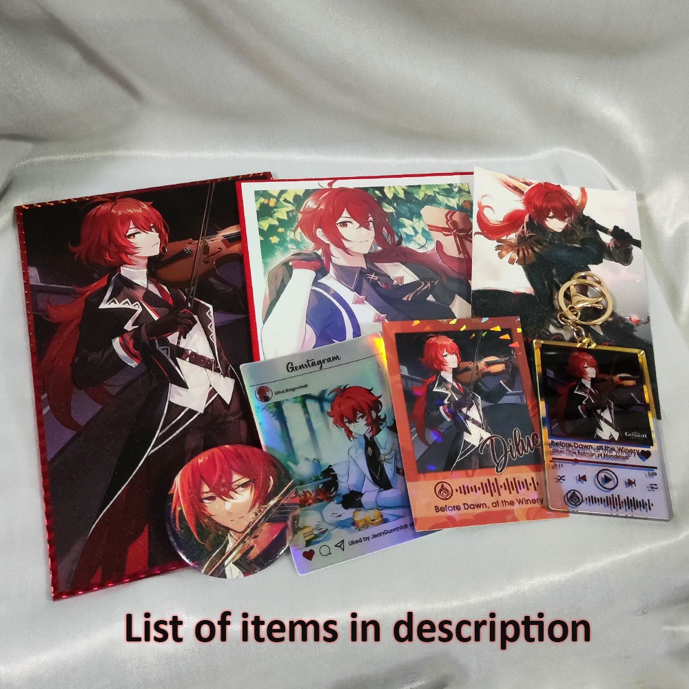 [READYSTOCKS] Genshin Impact Diluc Merch Set Genshin Diluc Gift Set ...