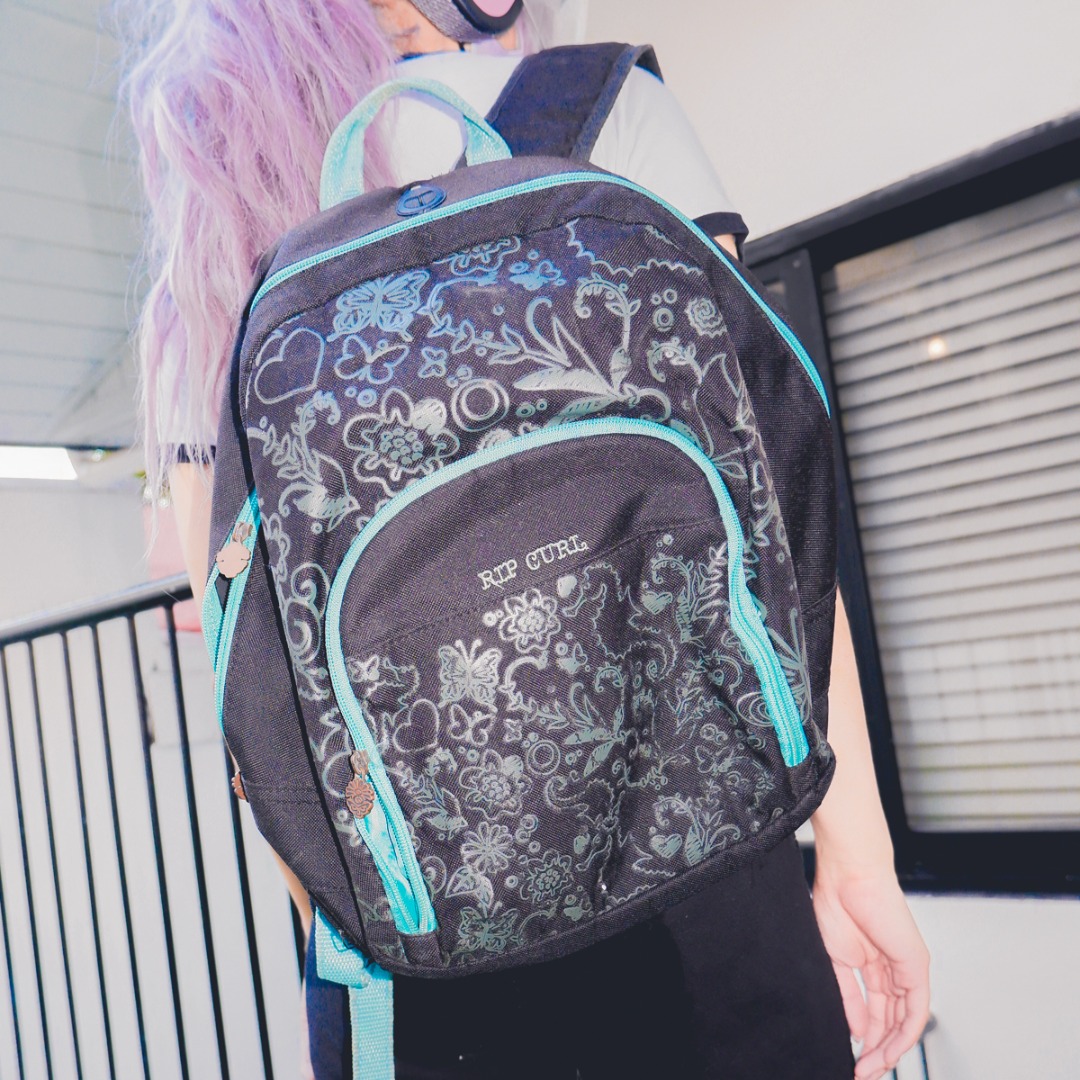 RIP CURL Original Y2K Backpack | 90s Cute Black Blue Teal Girls Ladies ...