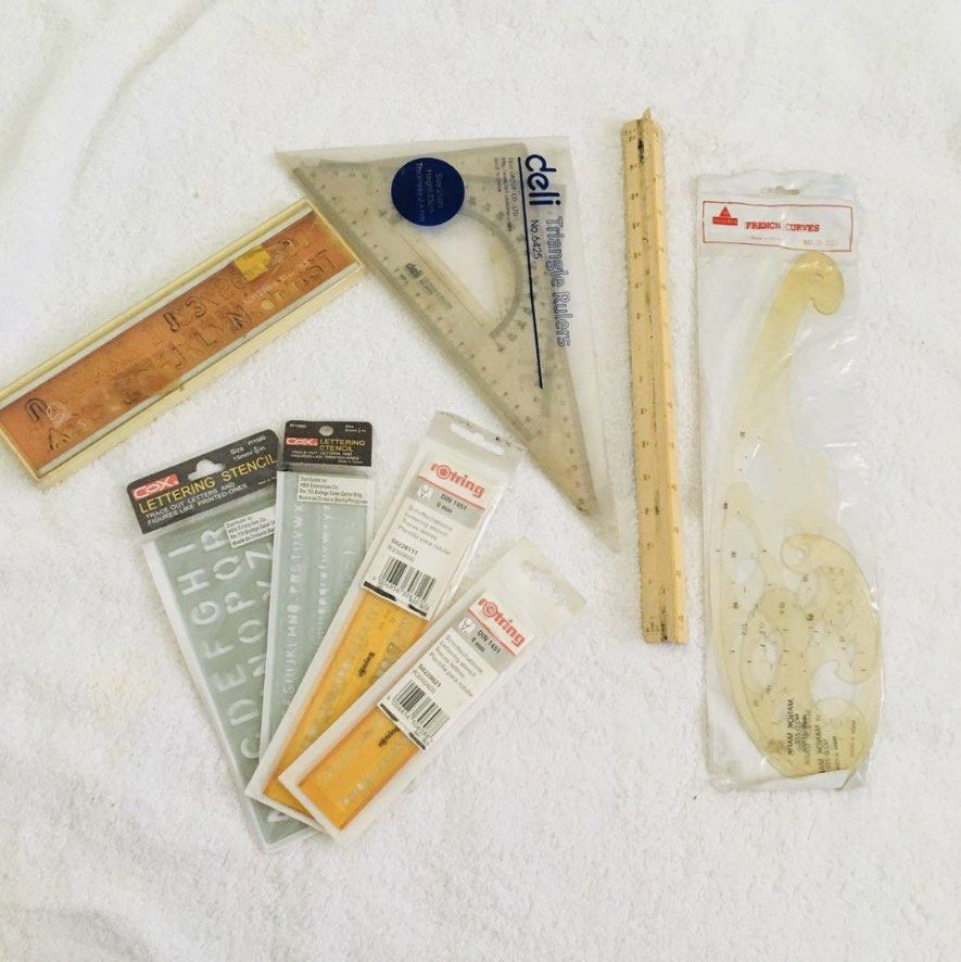 Rotring Lettering Stencils, COX Lettering Stencils, Triangles, French ...