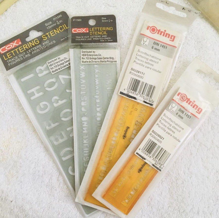 Rotring Lettering Stencils, COX Lettering Stencils, Triangles, French ...
