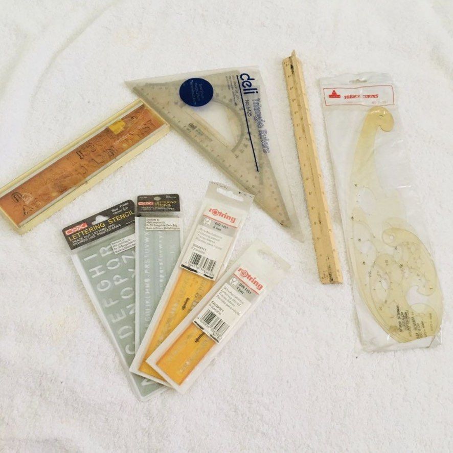 Rotring Lettering Stencils, COX Lettering Stencils, Triangles, French ...