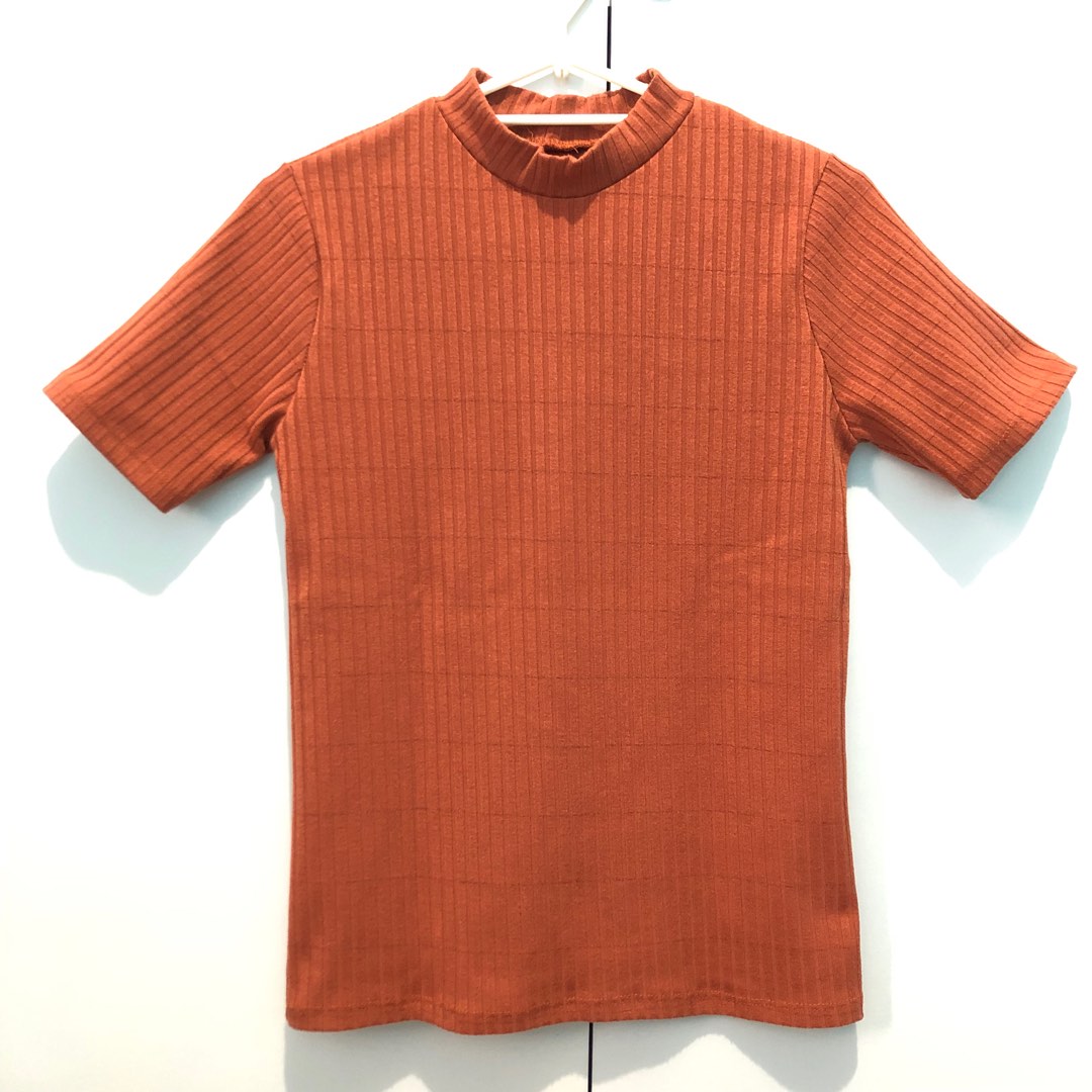 Rust Orange Turtle Neck Top, Women's Fashion, Tops, Blouses on Carousell
