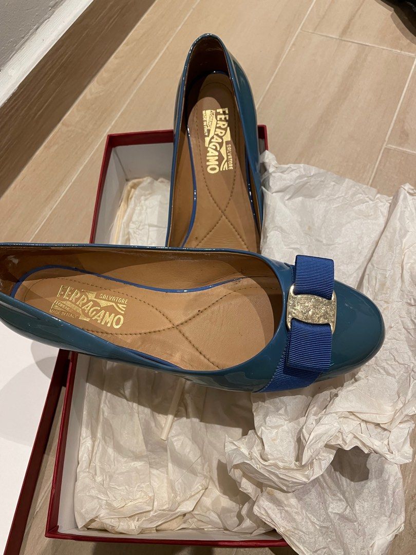Salvatore Ferragamo Blue Varina Flats, Luxury, Sneakers & Footwear on ...