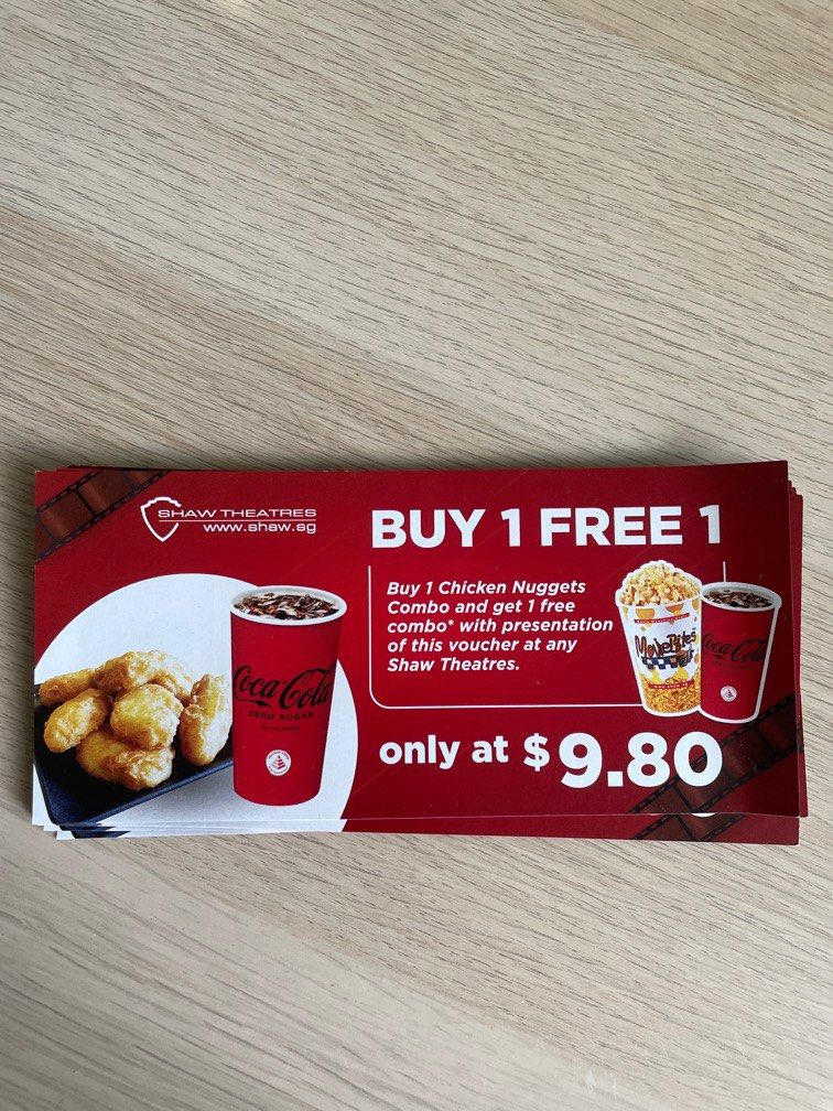 Shaw Theatres Cinema Voucher Buy 1 Free 1 snack combo movie, Tickets ...