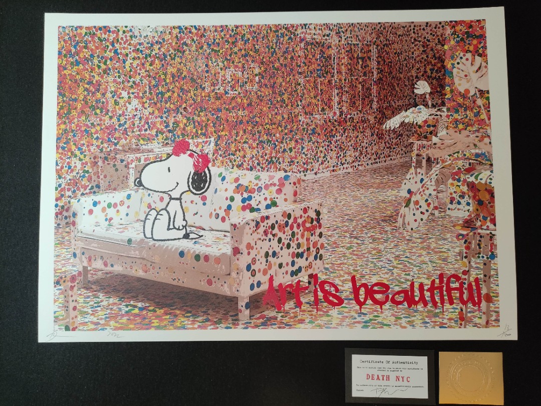 Snoopy x Dots Death nyc Lithograph Signed Numbered, Furniture & Home ...