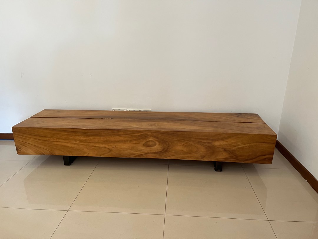 Solid wood low bench tv console, Furniture & Home Living, Furniture ...