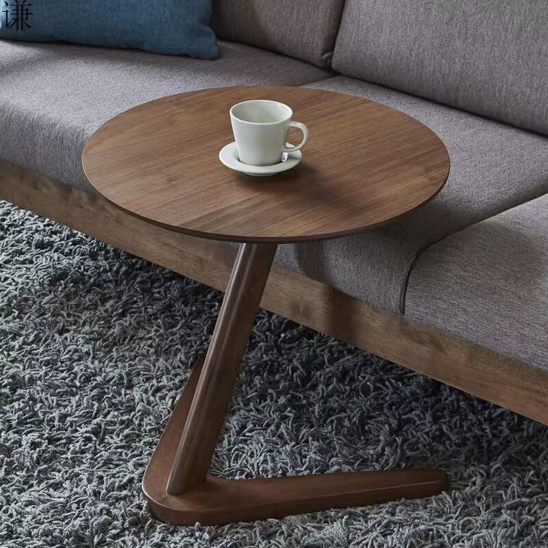 Solid Wood Sofa Side Table with V Shaped Legs Mini Bedside Table 50cm ...