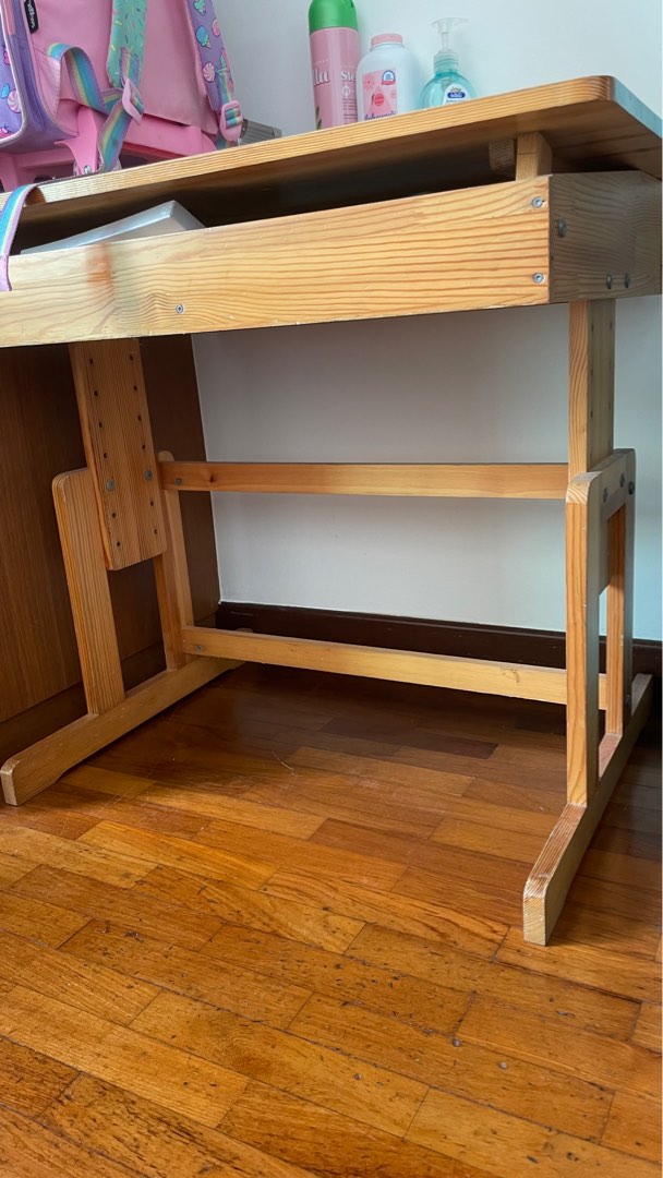 Study Table with storage - Height Adjustable Solid Wood, Furniture ...