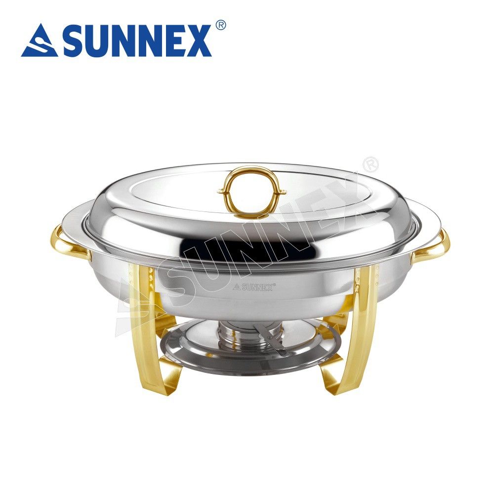 Sunnex Regal Range Oval Gold Chafing Dish set/ Buffet Chafer (5.5ltr ...