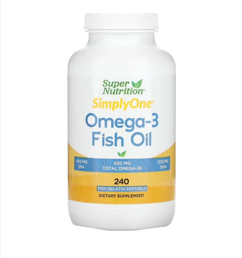 Super Nutrition Simply One Omega-3 Fish Oil, 240 Caps, Fish Gelatin ...