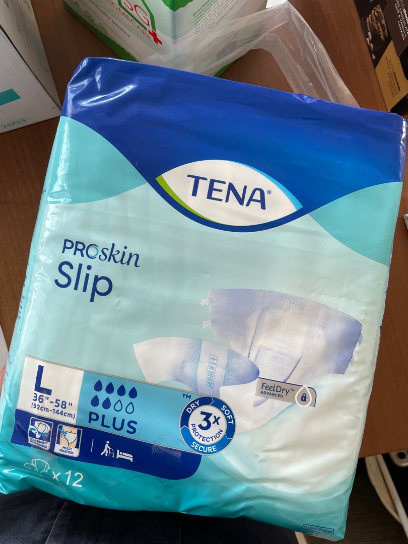 TENA proskin slip size L plus adult diaper, Health & Nutrition, Assistive & Rehabilatory Aids ...