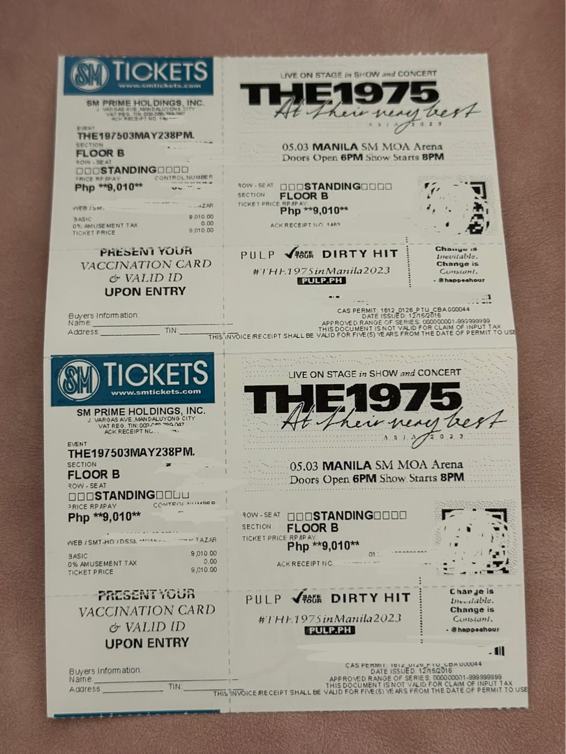 The 1975 Day 1 Standing Floor B, Tickets & Vouchers, Event Tickets on ...