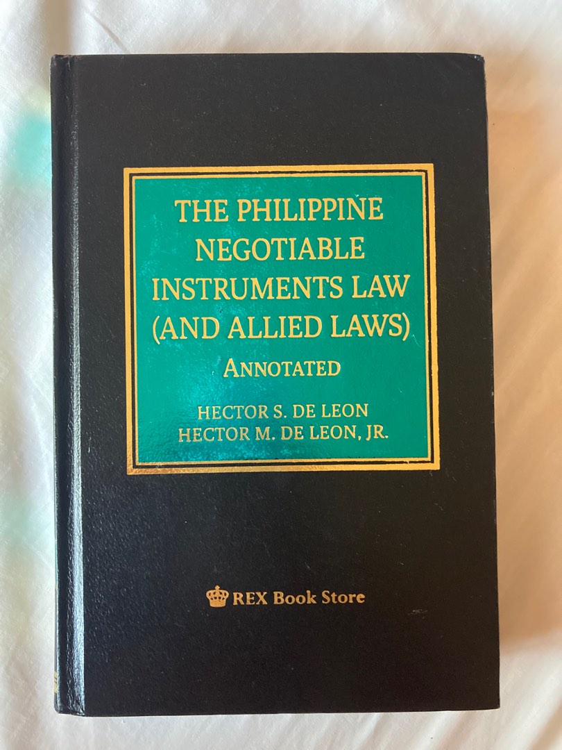 The Philippine Negotiable Instruments Law (De Leon, 2016), Hobbies ...