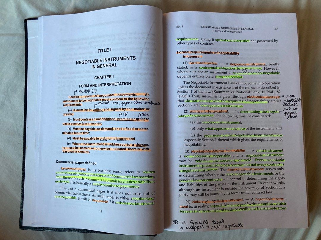 The Philippine Negotiable Instruments Law (De Leon, 2016), Hobbies ...