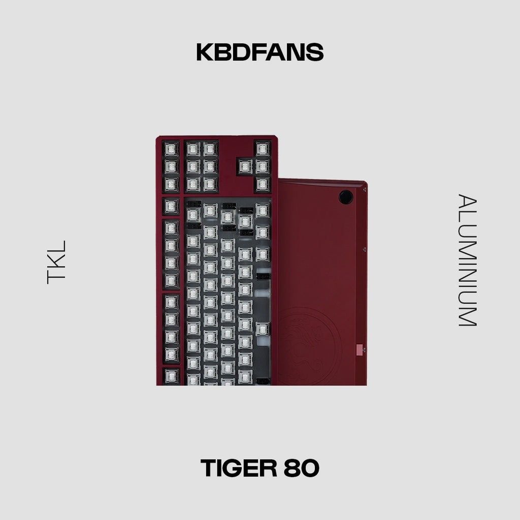 KBDFans Alu Tiger80 / Tiger 80 Kit (Burgundy) + JTK Assassin + KTT ...