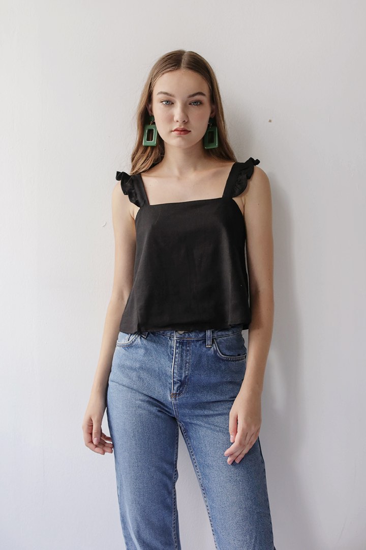 TTR Jess Flutter top black, Women's Fashion, Tops, Sleeveless on Carousell