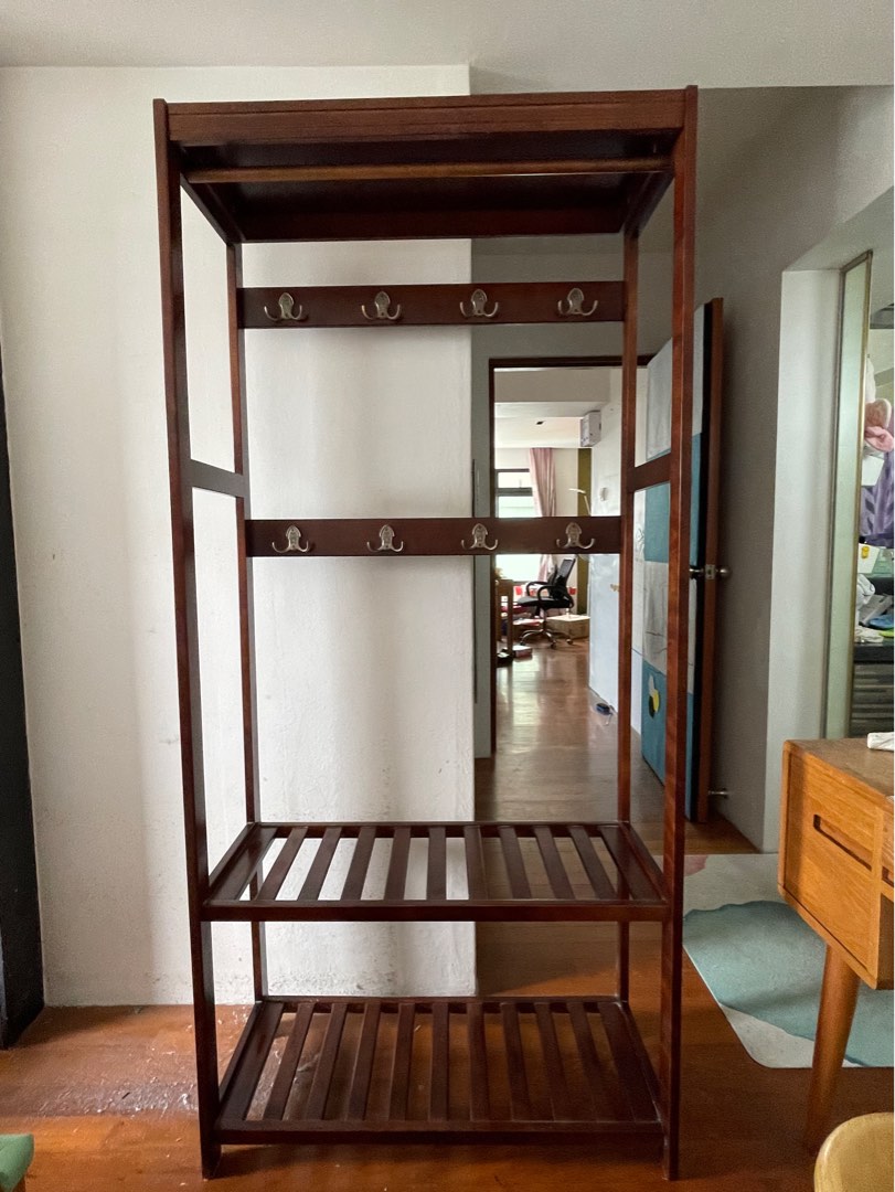 (Used) Solid Wood Clothes Rack, Furniture & Home Living, Furniture ...