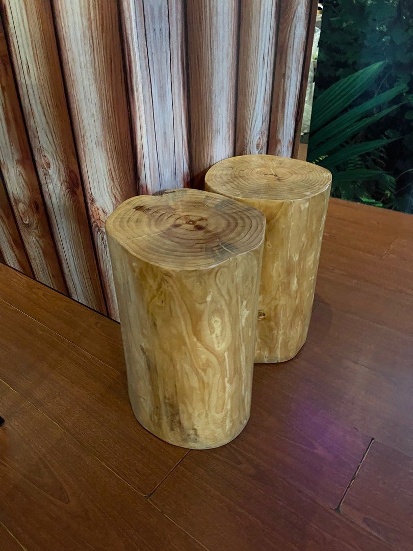 *USED* Wooden Log Stool X 10 (real wooden log), Furniture & Home Living ...