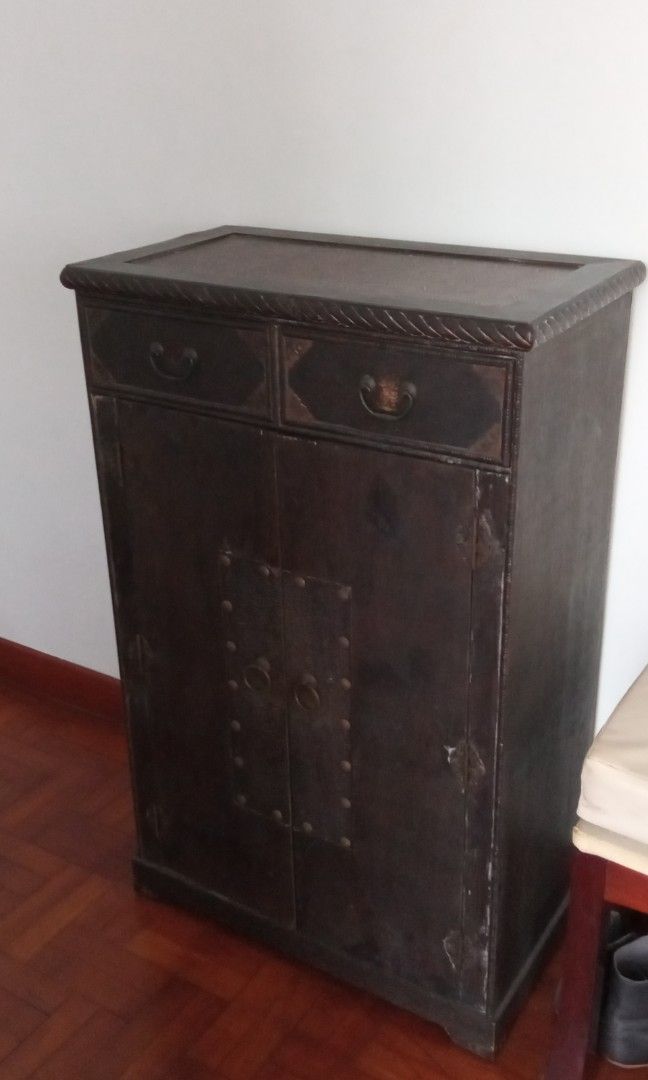 Vintage style drawers cabinet shelf storage designer expat wood large ...
