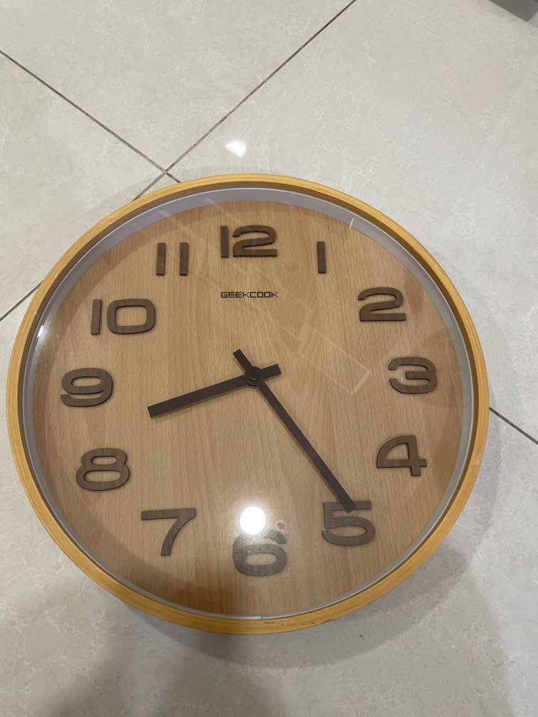 Wall Clock - oak color, Furniture & Home Living, Home Decor, Clocks on ...