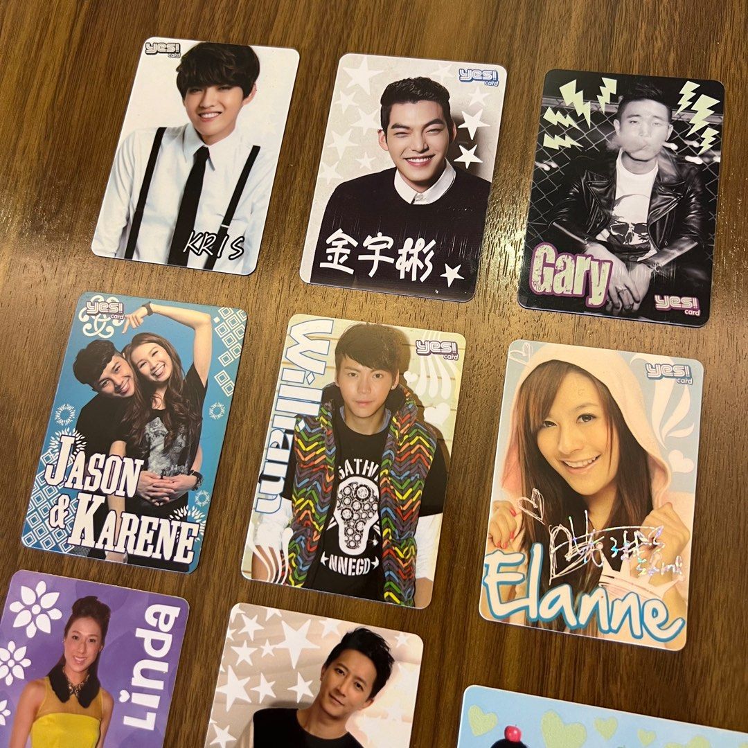 Yes card yescard 香港明星 台灣明星 韓星 絕版 夜光卡 膠卡 硬卡 鍾一憲 麥貝夷 陳偉霆 江若琳 鍾嘉欣 韓庚 鄧麗欣 SHE 田馥甄 棒棒堂 王子 敖犬 TFBOYS 王 ...