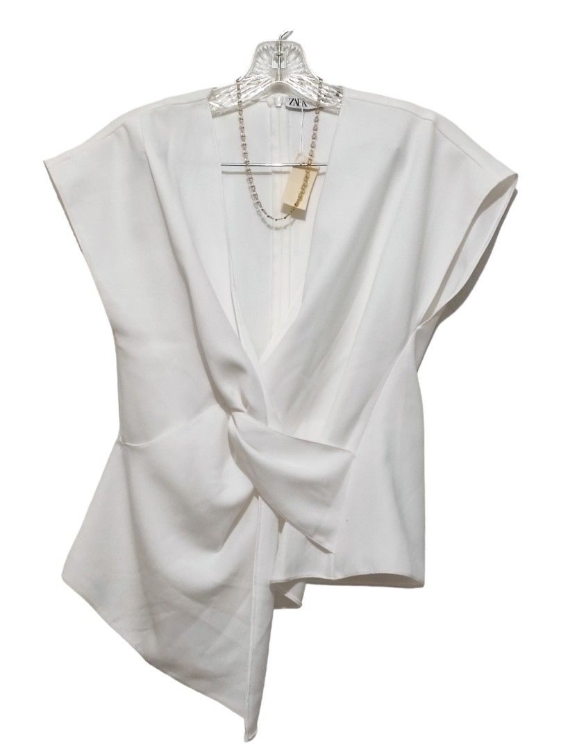 Zara White Formal Top, Women's Fashion, Tops, Blouses on Carousell