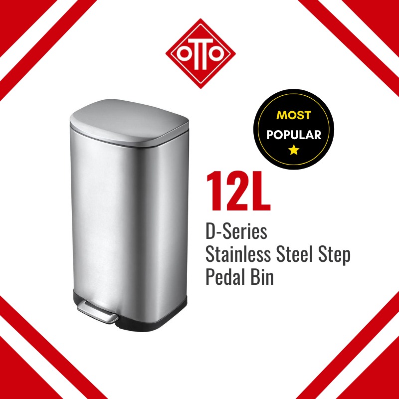 12L EKO DELLA Stainless Steel Pedal Bin with Soft Close /Step Bin/Trash ...