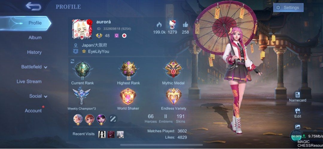 191 SKINS! Mobile Legends Account: YSS ANGELA COLL, KAGURA FULL SKIN ...