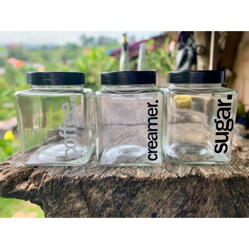 1 Set (3pcs) 500ml Jar Coffee Sugar Cream Condiments Container ...