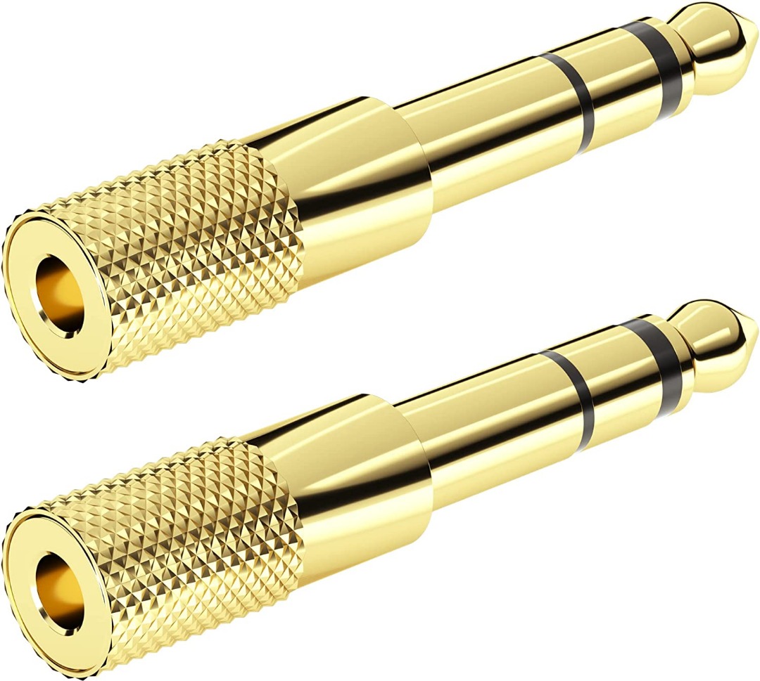 2-Pack 6.35mm (1/4) Male to 3.5mm (1/8) Female Headphone Adapter Gold ...