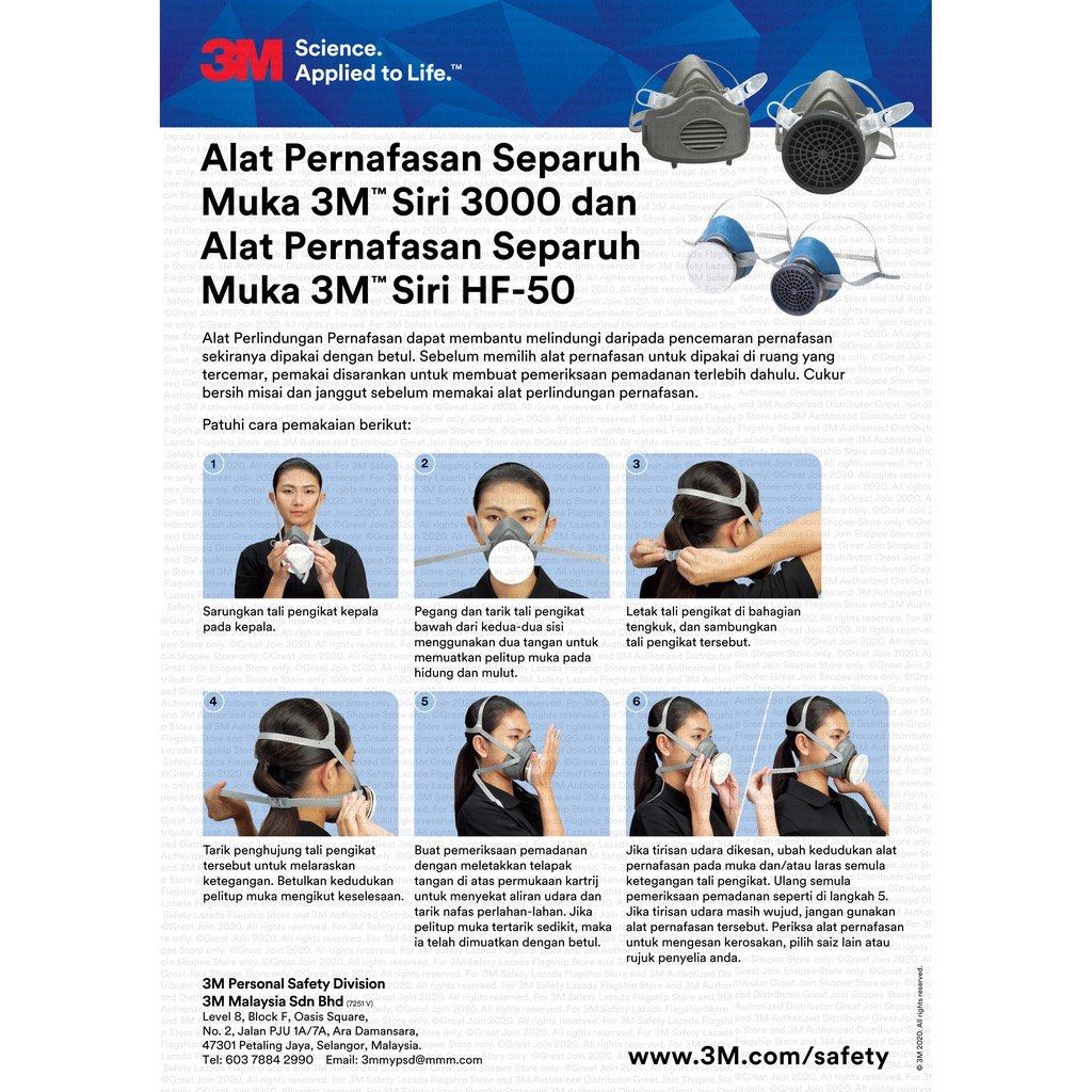 3M HF-50 Series Respirator (HF-52) + 3311K-55 Set Organic Vapor ...