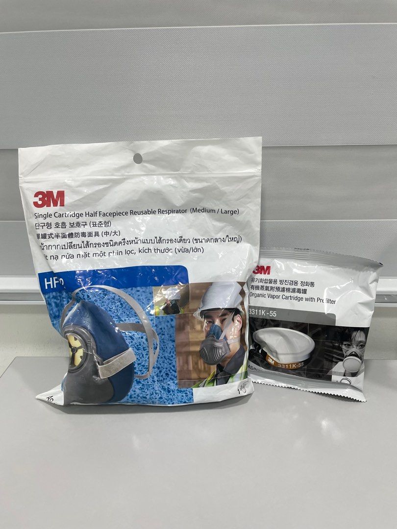 3M HF-50 Series Respirator (HF-52) + 3311K-55 Set Organic Vapor Cartridge with Pre-Filter ...
