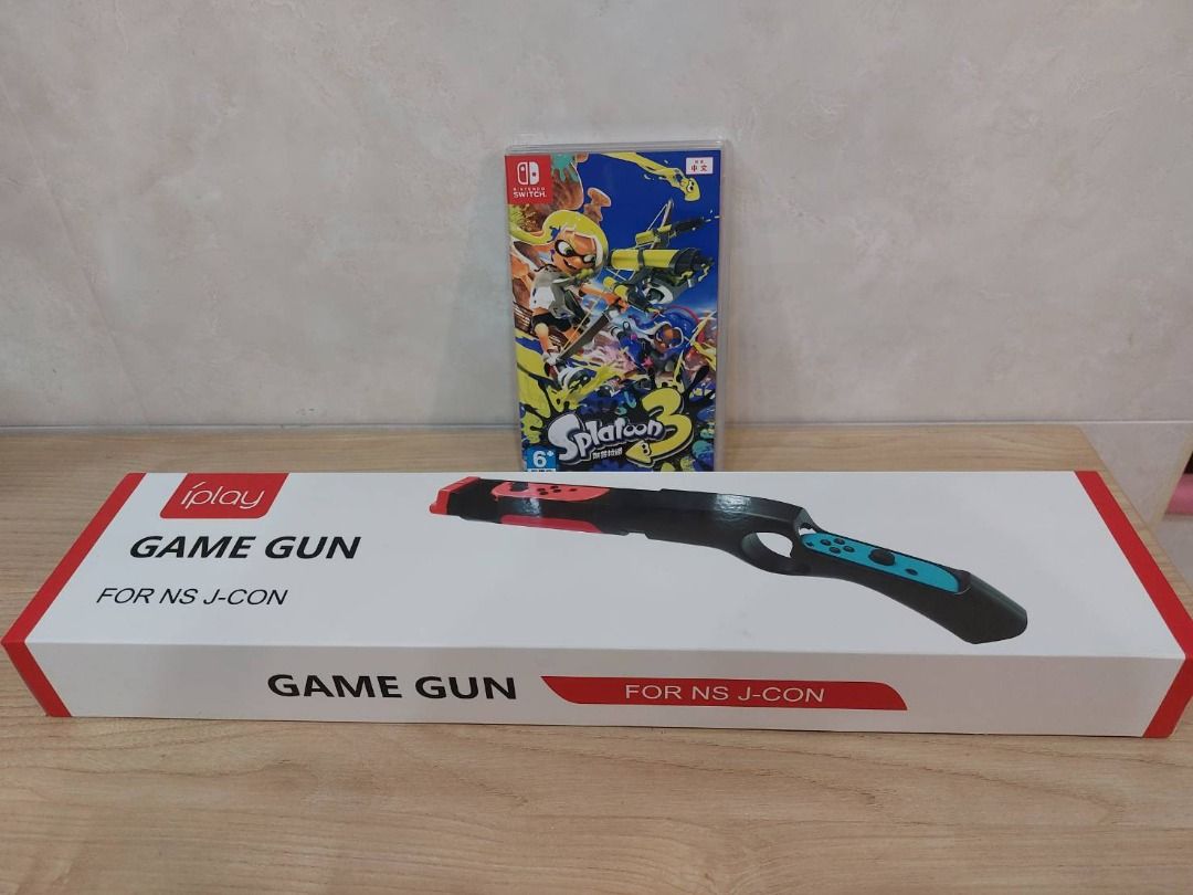 二手 NS Switch 斯普拉遁 3 中文版 漆彈大作戰 漆彈 大作戰3 噴漆 斯普拉遁3 Splatoon + IPLAY 槍托 體感槍 模擬體感 遊戲槍, 電玩遊戲相關, 電玩、電腦遊戲 ...