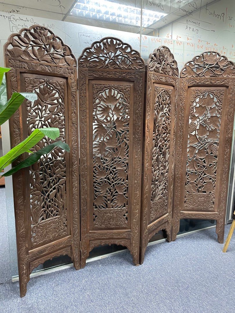 Antique teak screen room divider, Furniture & Home Living, Furniture ...