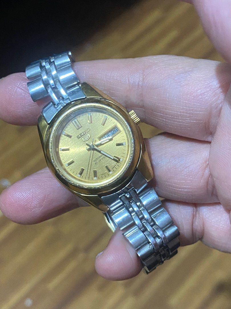 Authentic Seiko 5 Automatic Two Toned Ladies Watch 21 Jewels, Women's ...