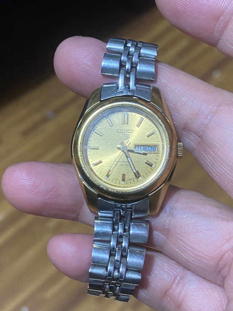 Authentic Seiko 5 Automatic Two Toned Ladies Watch 21 Jewels, Women's ...