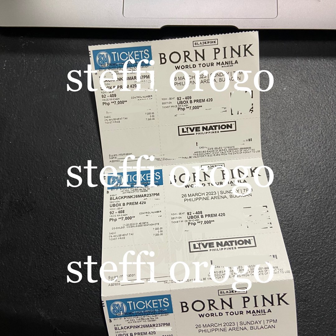 Blackpink Born Pink Manila (Day 2) UBB Premium Center - 2 tickets ...