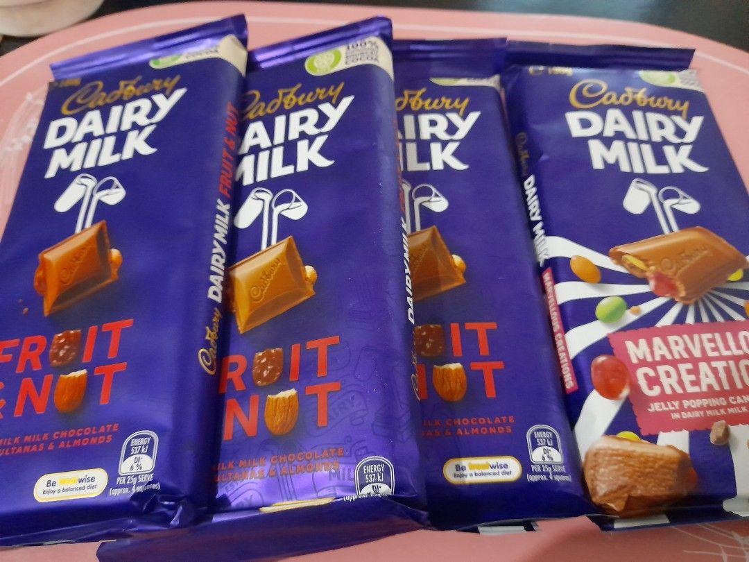 CADBURY DAIRY MILK FRUIT AND NUT 180g , MARVELOUS CREATIONS 190g, Food ...