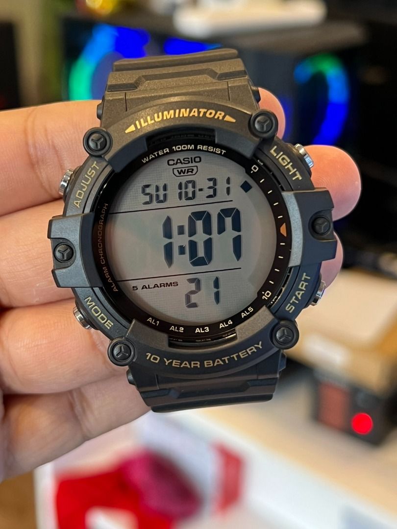 CASIO Illuminator Digital Black Rubber Men's Watch AE-1500WHX-1A ...
