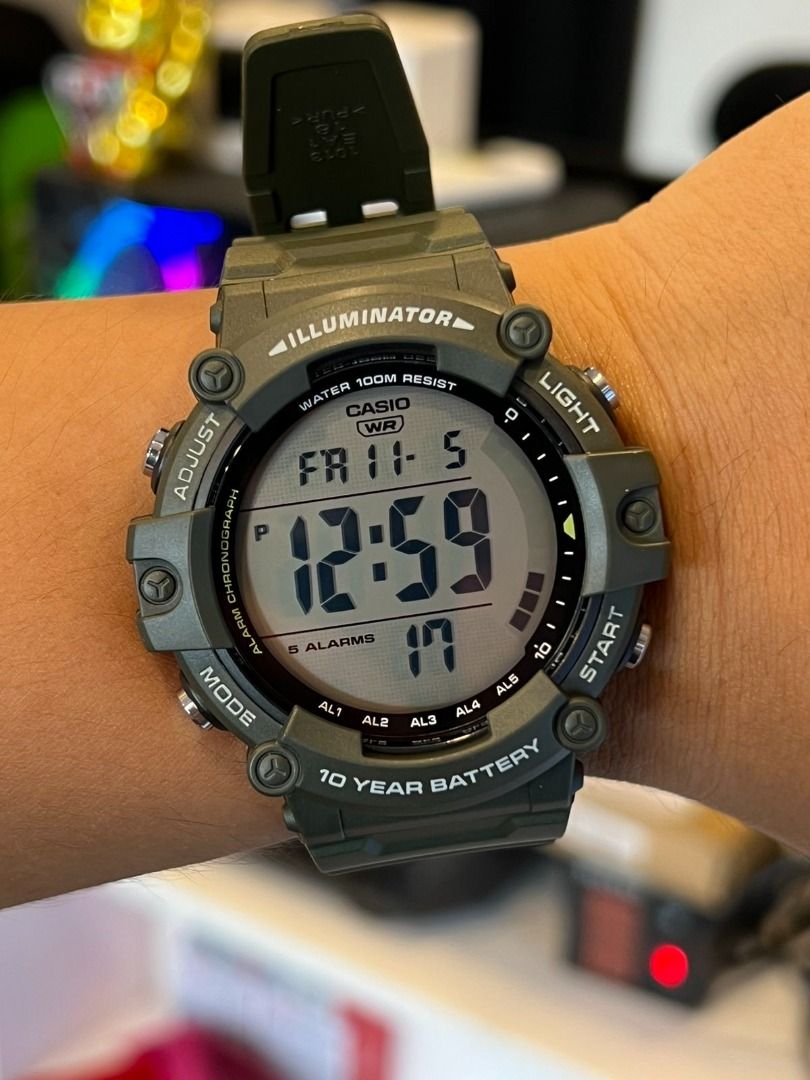 CASIO Illuminator Digital Dark Green Rubber Men's Watch AE-1500WHX-3A / Legit Casio Digital Men ...