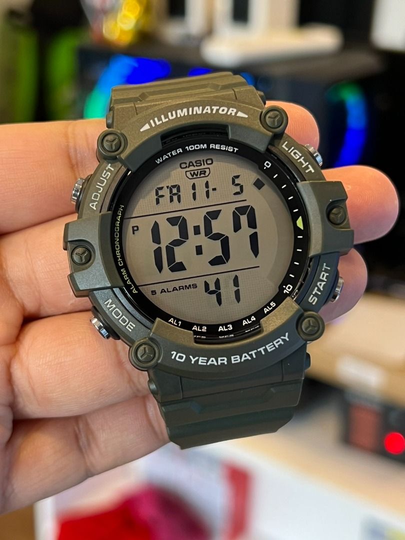 CASIO Illuminator Digital Dark Green Rubber Men's Watch AE-1500WHX-3A / Legit Casio Digital Men ...