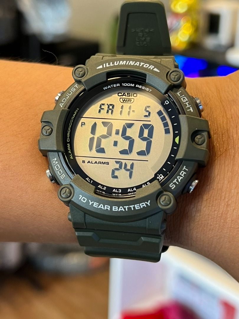 CASIO Illuminator Digital Dark Green Rubber Men's Watch AE-1500WHX-3A / Legit Casio Digital Men ...