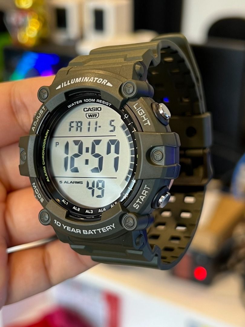 CASIO Illuminator Digital Dark Green Rubber Men's Watch AE-1500WHX-3A / Legit Casio Digital Men ...