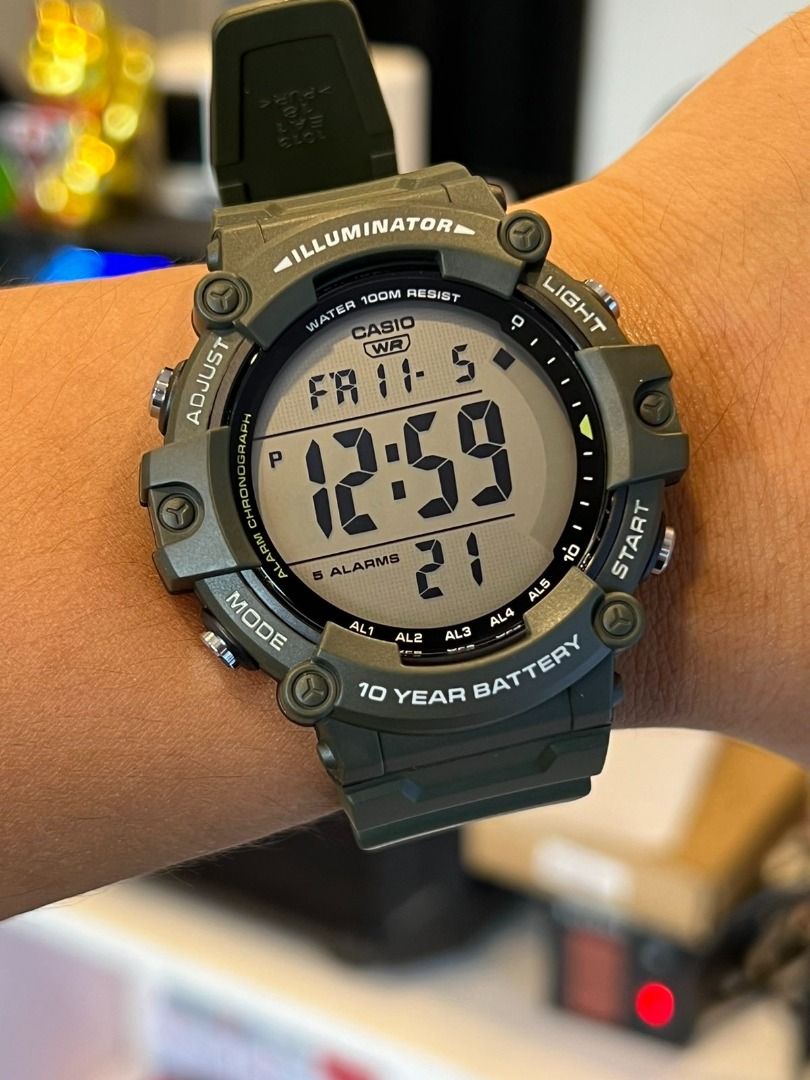 CASIO Illuminator Digital Dark Green Rubber Men's Watch AE-1500WHX-3A / Legit Casio Digital Men ...