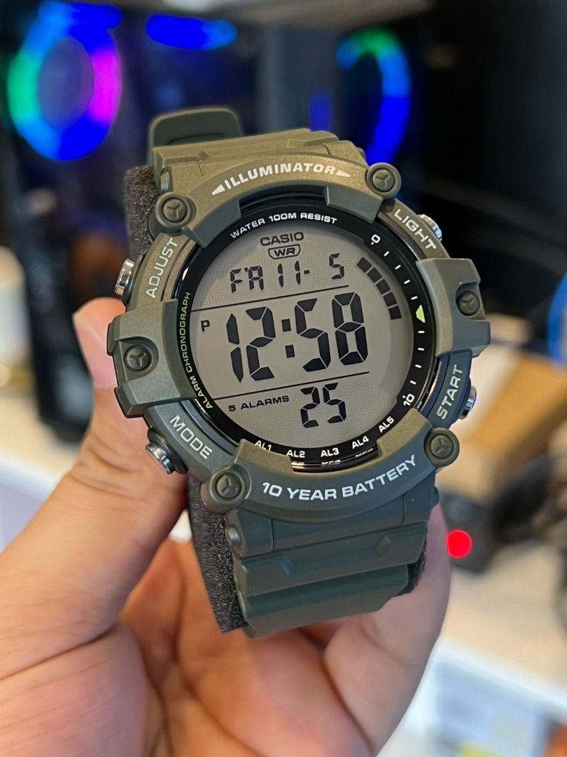 CASIO Illuminator Digital Dark Green Rubber Men's Watch AE-1500WHX-3A / Legit Casio Digital Men ...